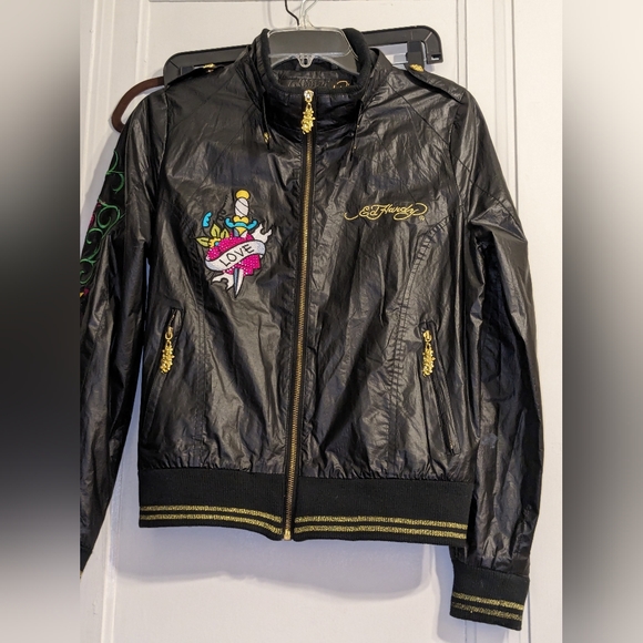 Ed Hardy | Jackets & Coats | Vintage Womens Ed Hardy Track Jacket ...